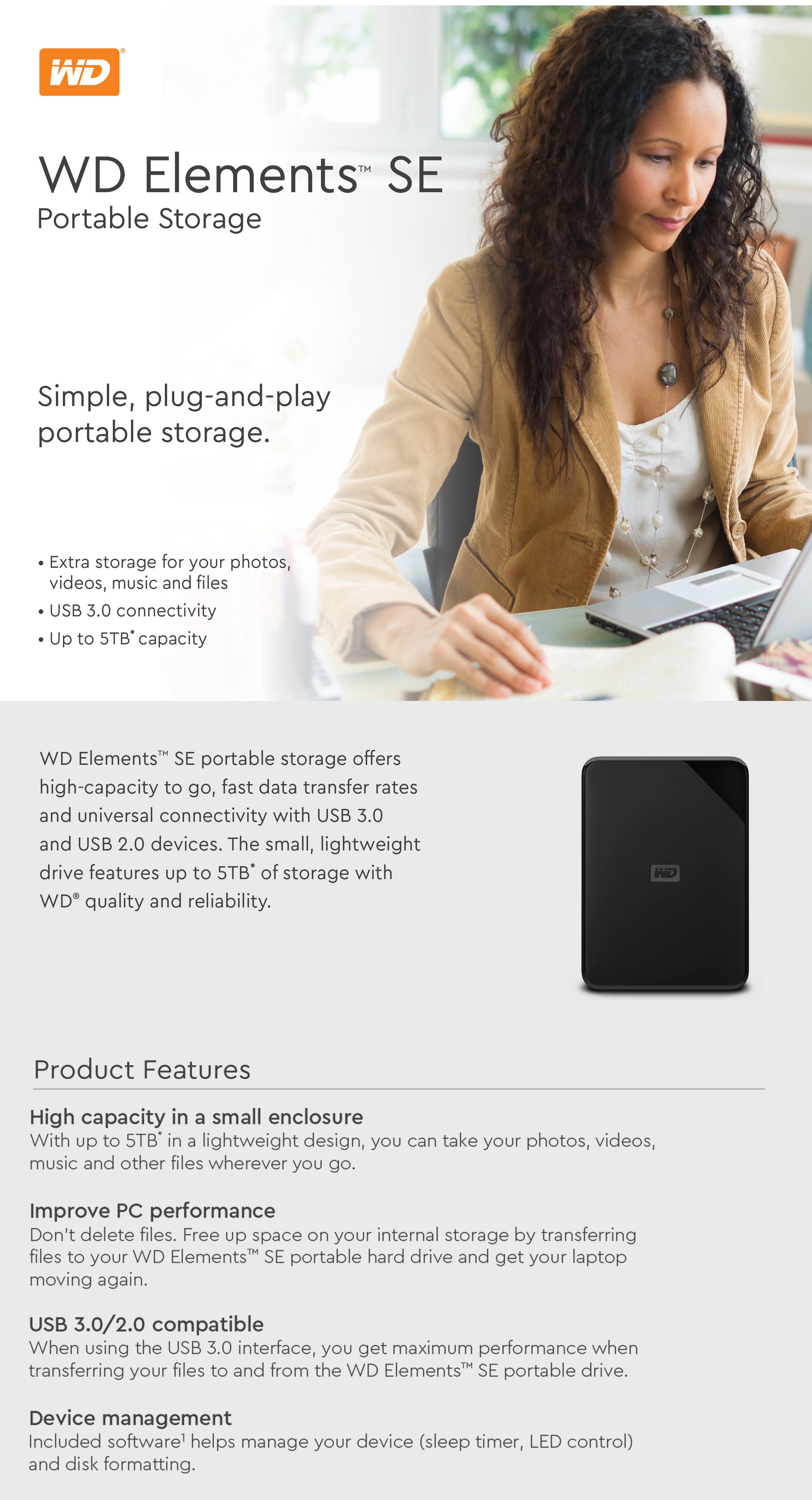 WD Elements SE 5TB USB 3.0 Portable External HDD | Western Digital ...