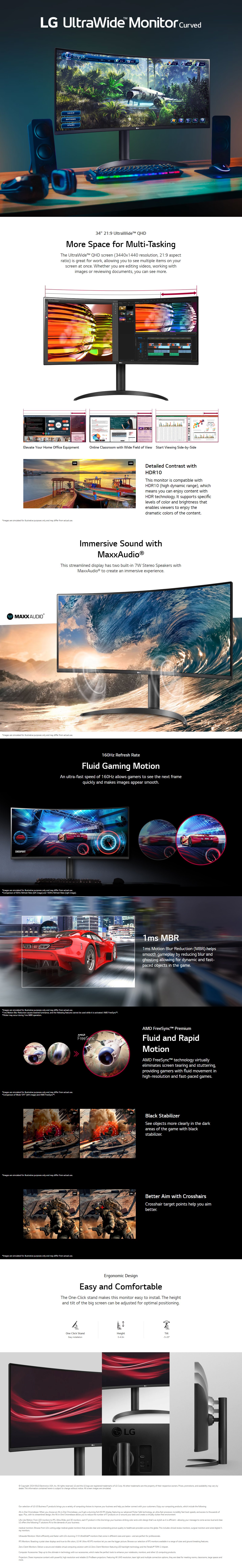 LG 34BP65C-B 34" UltraWide QHD VA 1ms 160Hz Curved Monitor | Buy Now