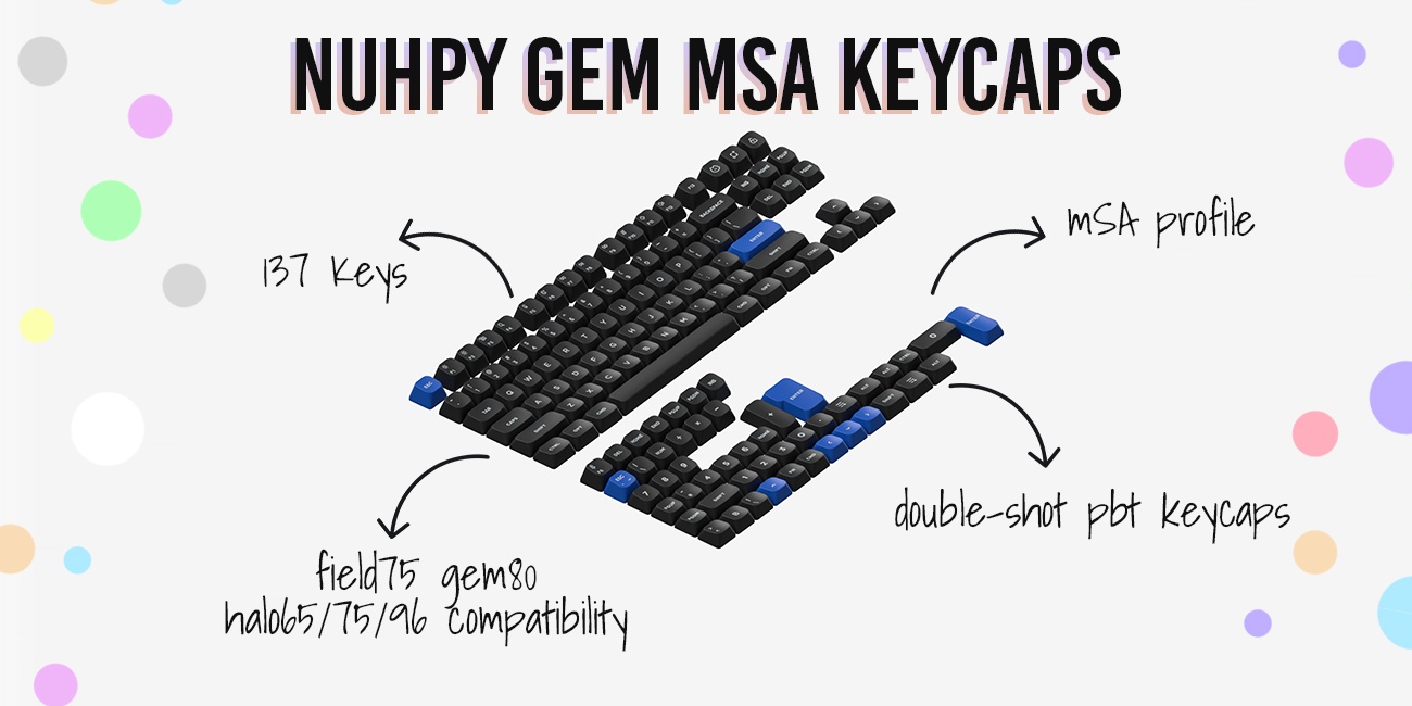 NuPhy Gem mSA Double-shot Keycaps - Mystic Indigo (137-Key) | Keyboard ...