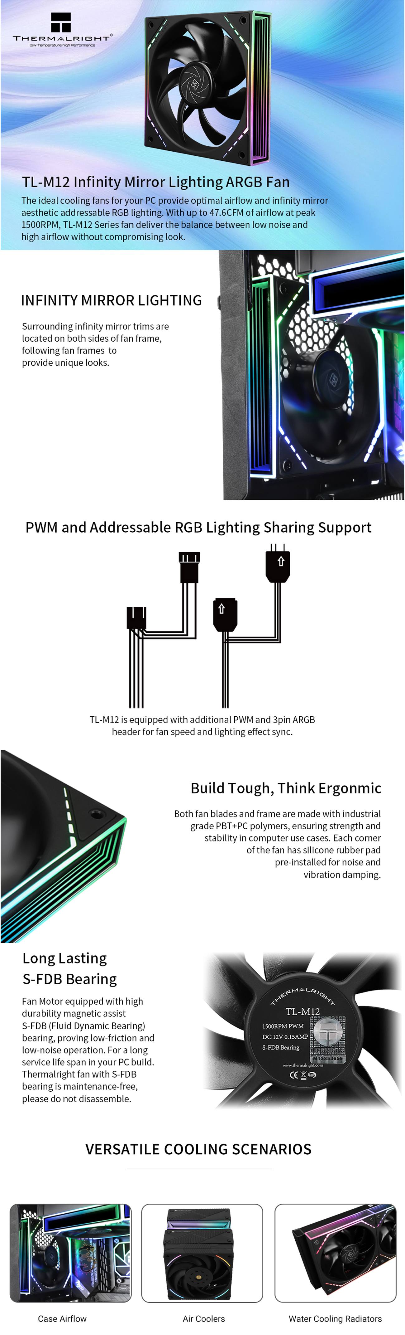 Thermalright TL-M12 ARGB 120mm Fan - Black | Case Fans & LED Lighting