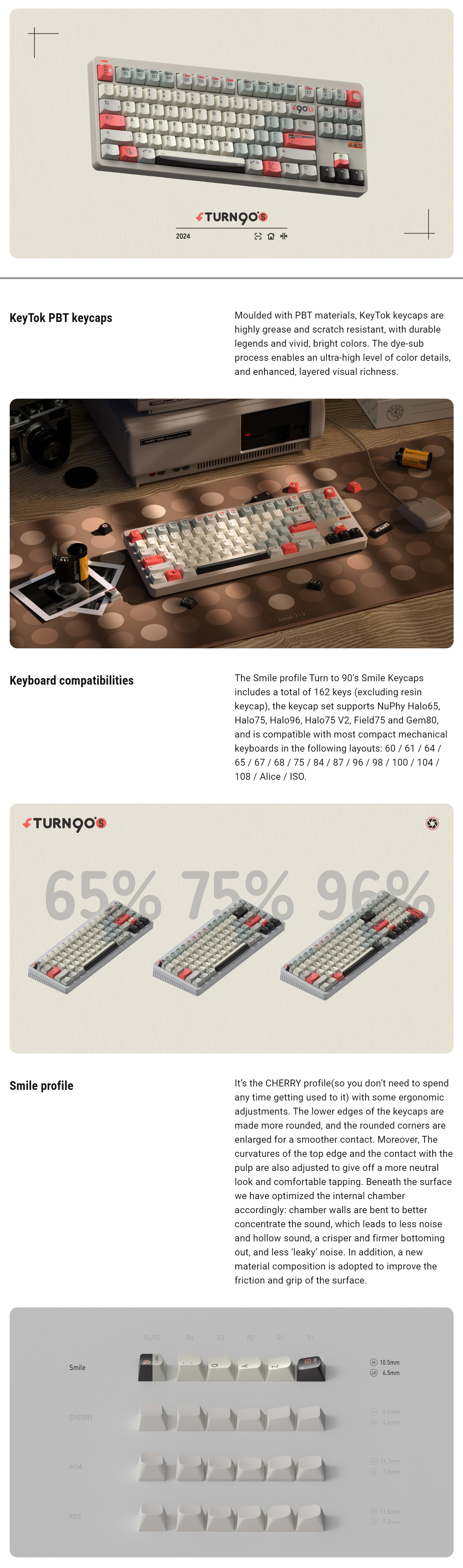 Nuphy x Keytok Turn to 90's Smile Dye-sub PBT Keycaps | NuPhy Keyboard ...