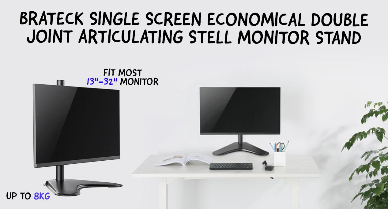 Brateck Single Screen Economical Double Joint Articulating Monitor ...