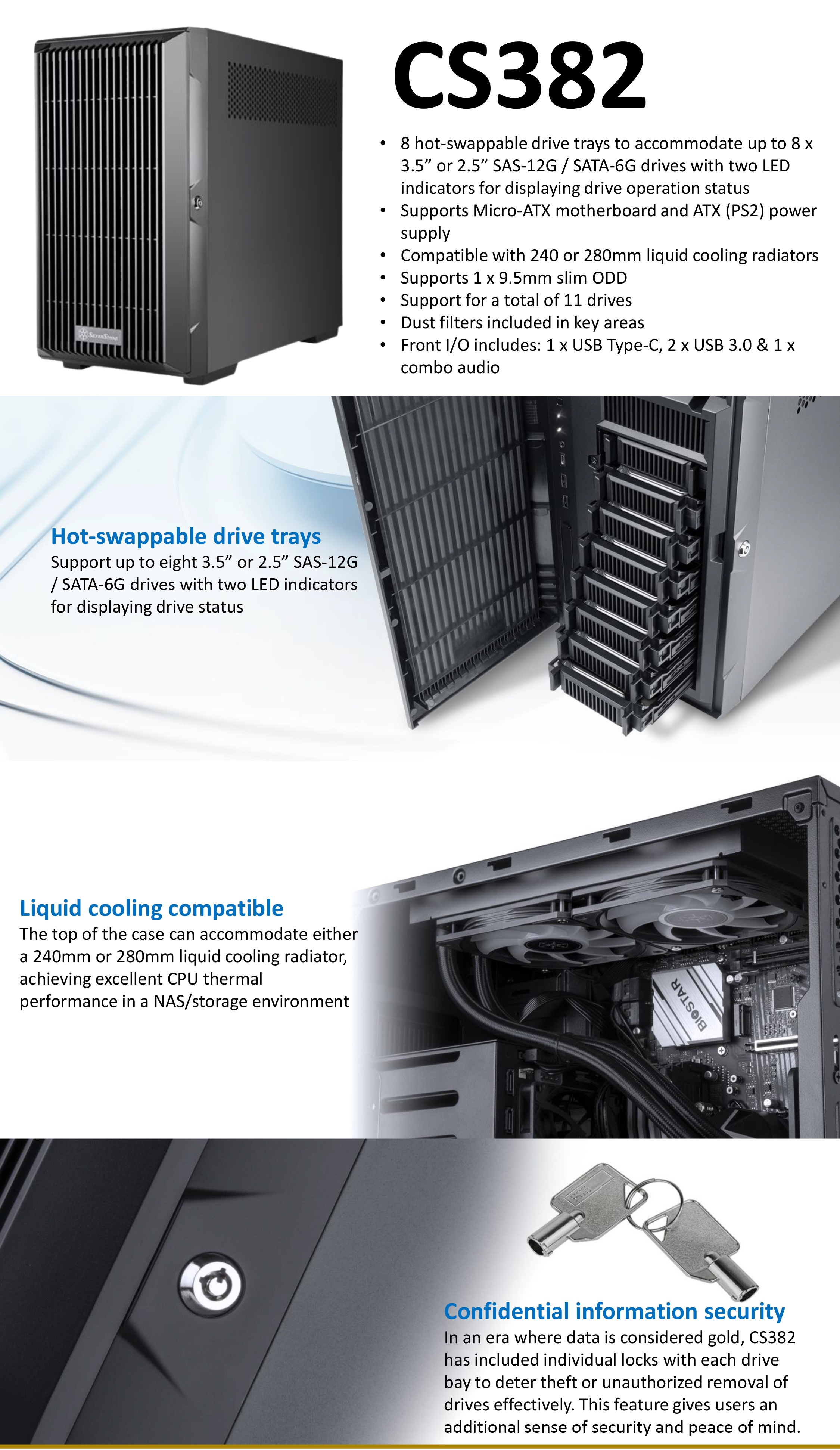Silverstone CS382 8-Bay Hot-swappable Micro-ATX NAS Case | SST-CS382 ...
