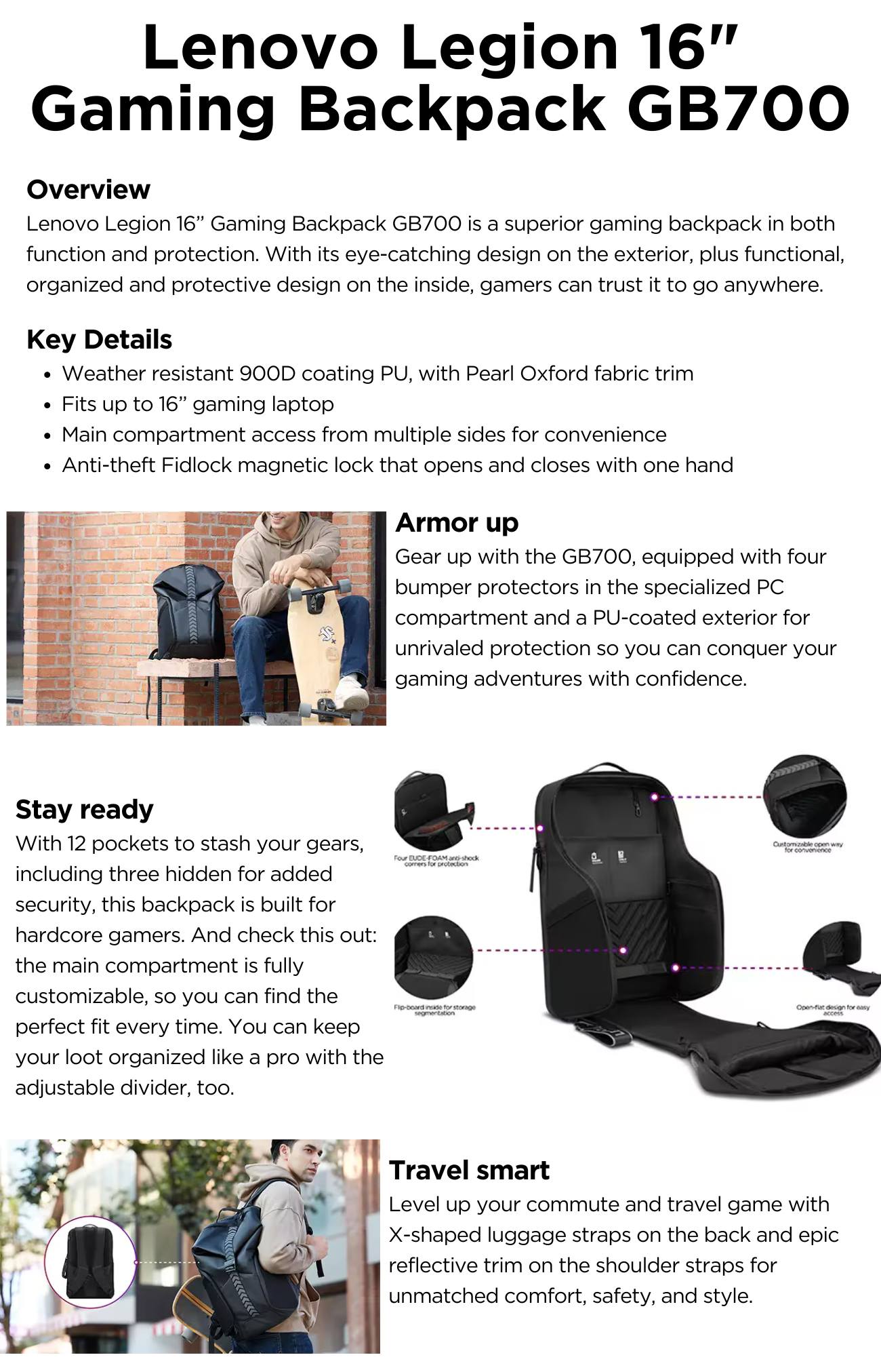 Lenovo Legion GB700 16" Gaming Backpack | Laptop Accessories | Lenovo