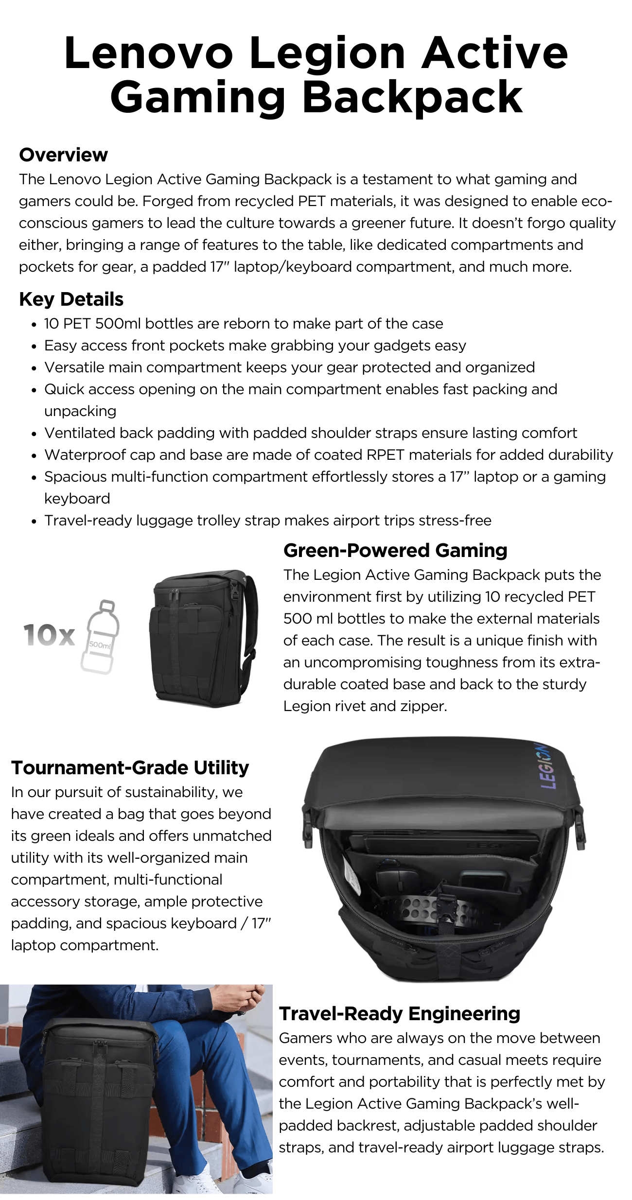 Lenovo Legion Active Gaming 17" Laptop Backpack - Laptop Accessories ...