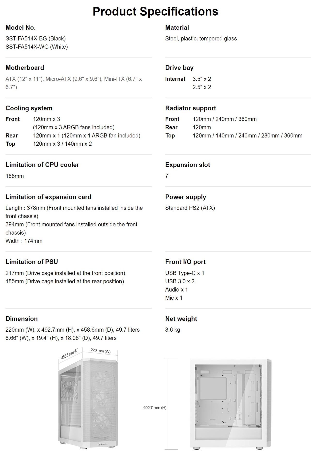SilverStone FARA 514X ARGB ATX Mid-Tower Case - White | SST-FA514X-WG ...