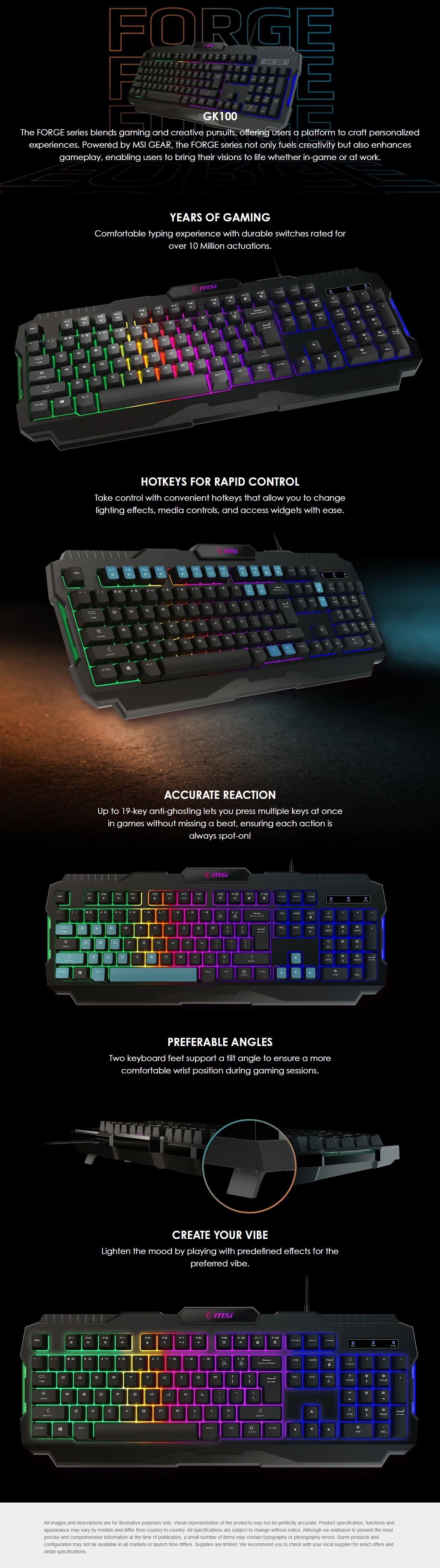 MSI Forge GK100 RGB Gaming Keyboard - Buy Now | Fast Delivery Australia ...