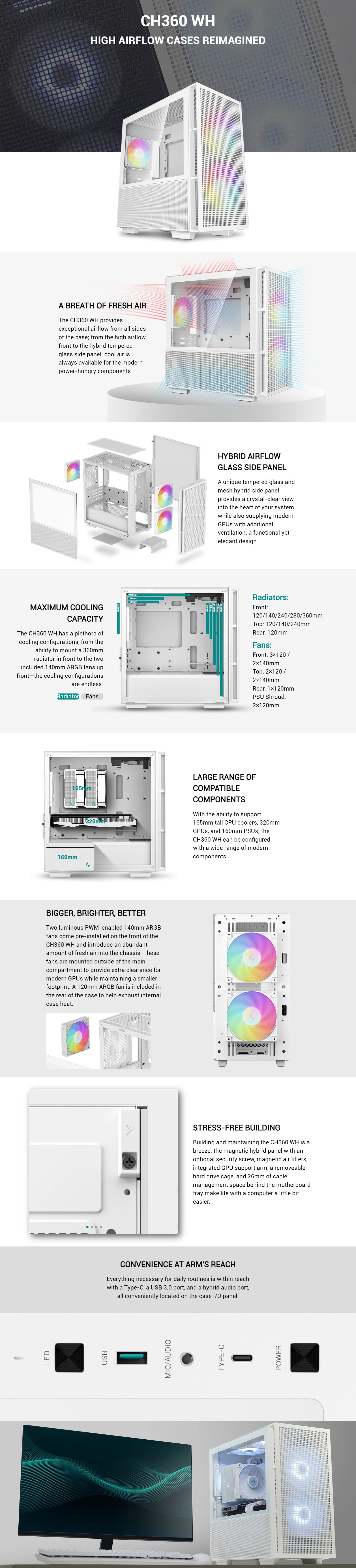 Deepcool CH360 Tempered Glass mATX Case - White | Fast Delivery ...