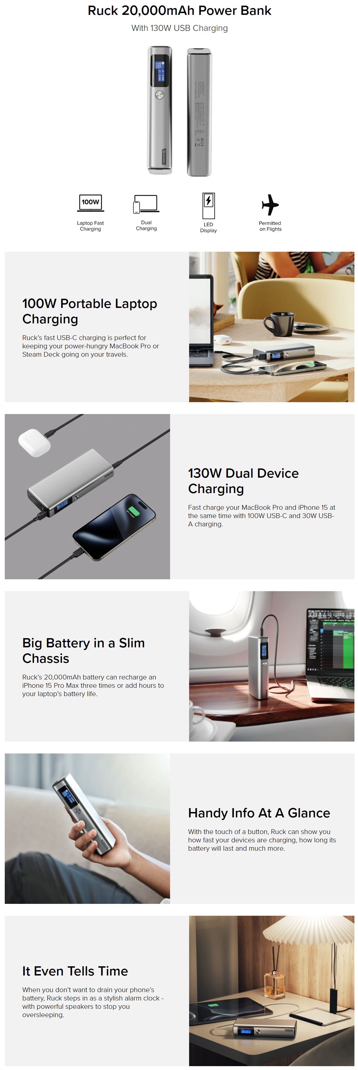 Alogic Ruck 20,000mAh Power Bank with 130W USB Charging | Android ...