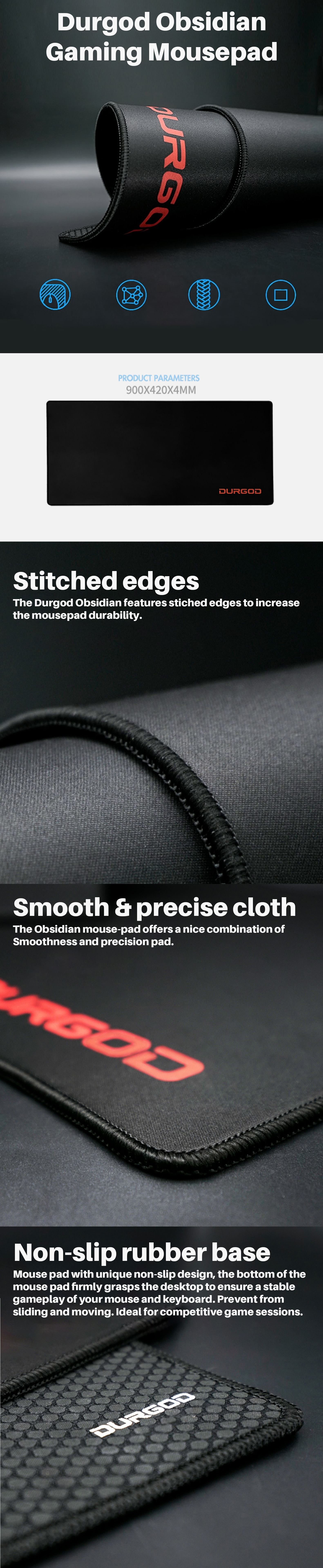 Durgod P300-A-L Obsidian Gaming Mouse Pad (900 x 420 x 4mm) - Fast ...