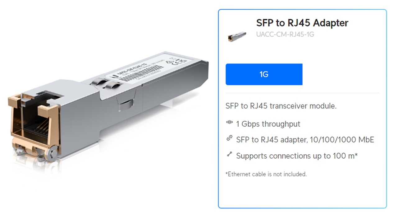 Ubiquiti SFP to RJ45 Transceiver Module | UACC-CM-RJ45-1G | Fast Delivery