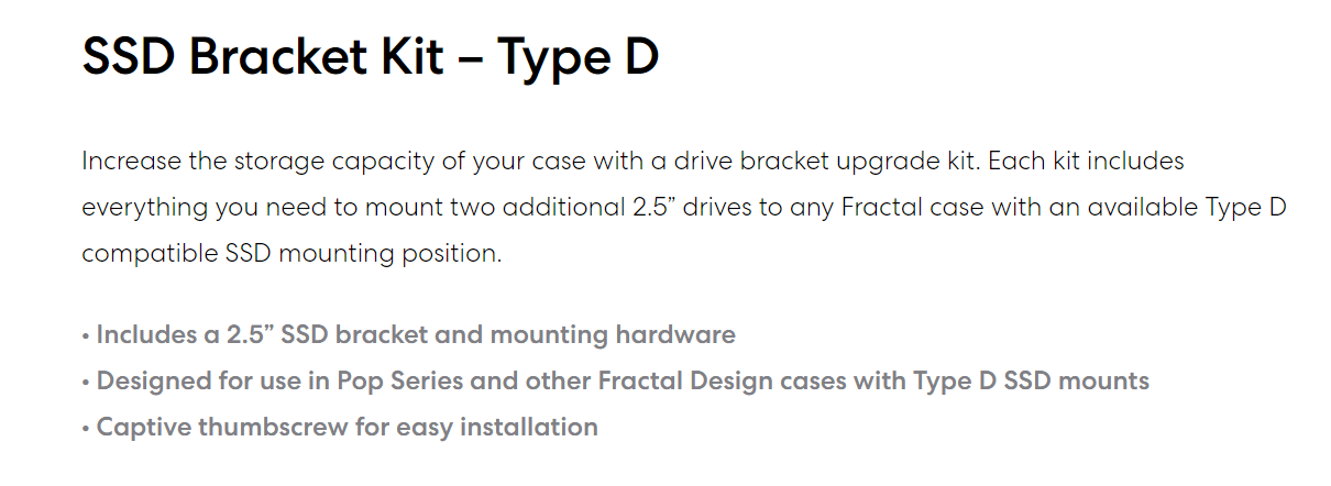 Fractal Design SSD Bracket Kit Type D [FD-A-BRKT-004]