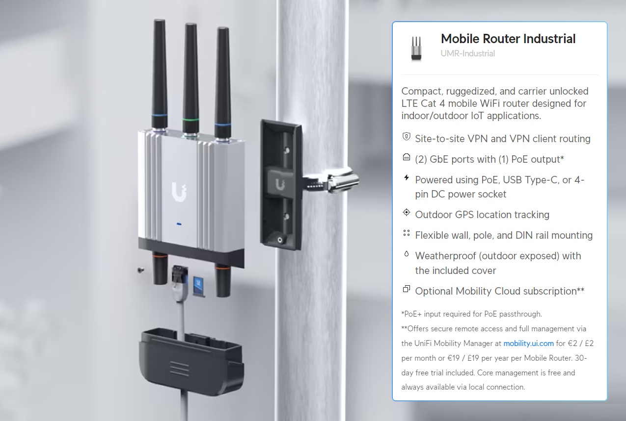 Ubiquiti UMR-Industrial LTE Cat 4 Indoor/Outdoor Mobile Router ...