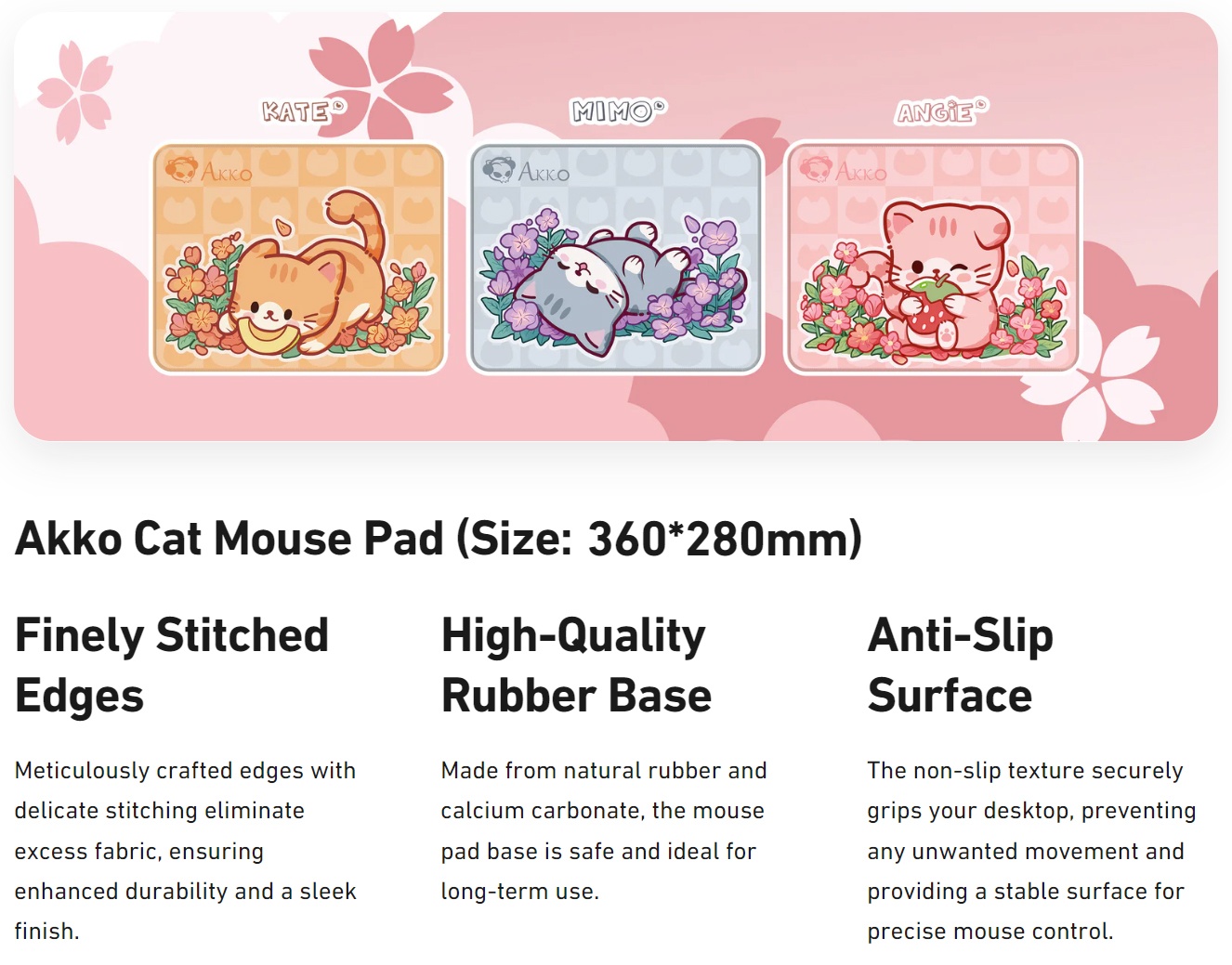 Akko Cat Theme Mouse Pad - Pink ANGIE (360*280mm) [6925758629812]