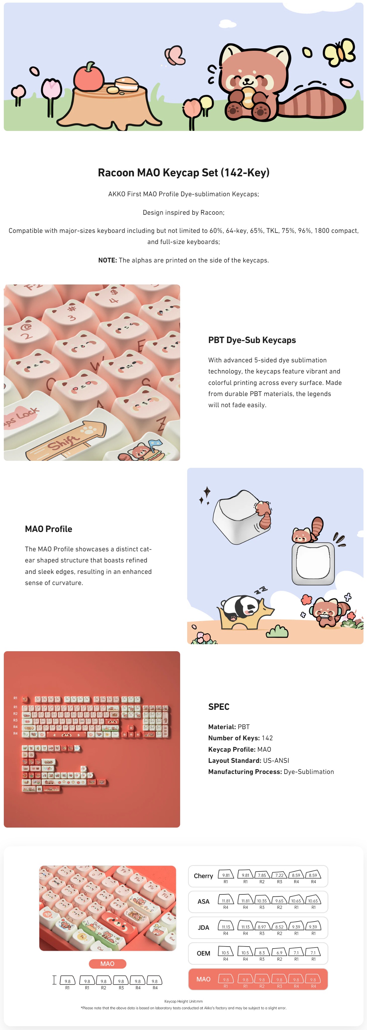 Akko Racoon MAO Keycap Set (142-Key) [6925758628594]