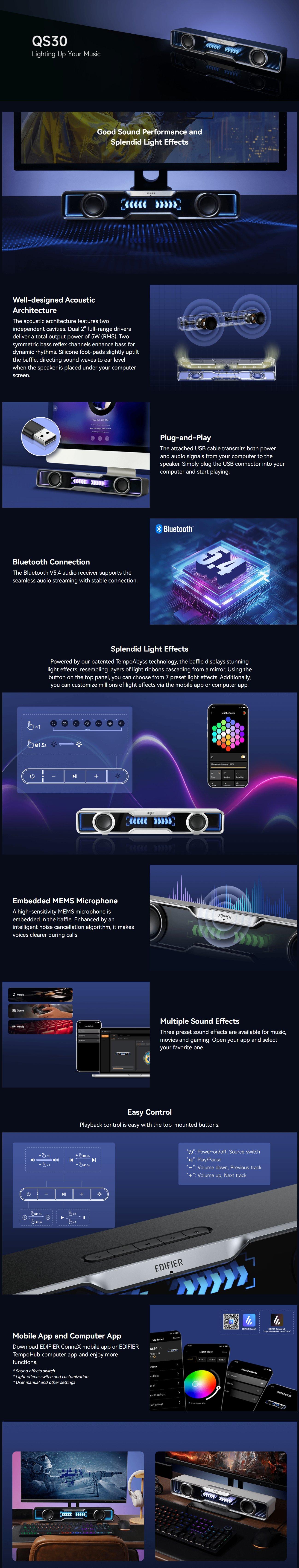 Edifier QS30 PC Speaker with Quality Sound & Splendid Light Effects ...