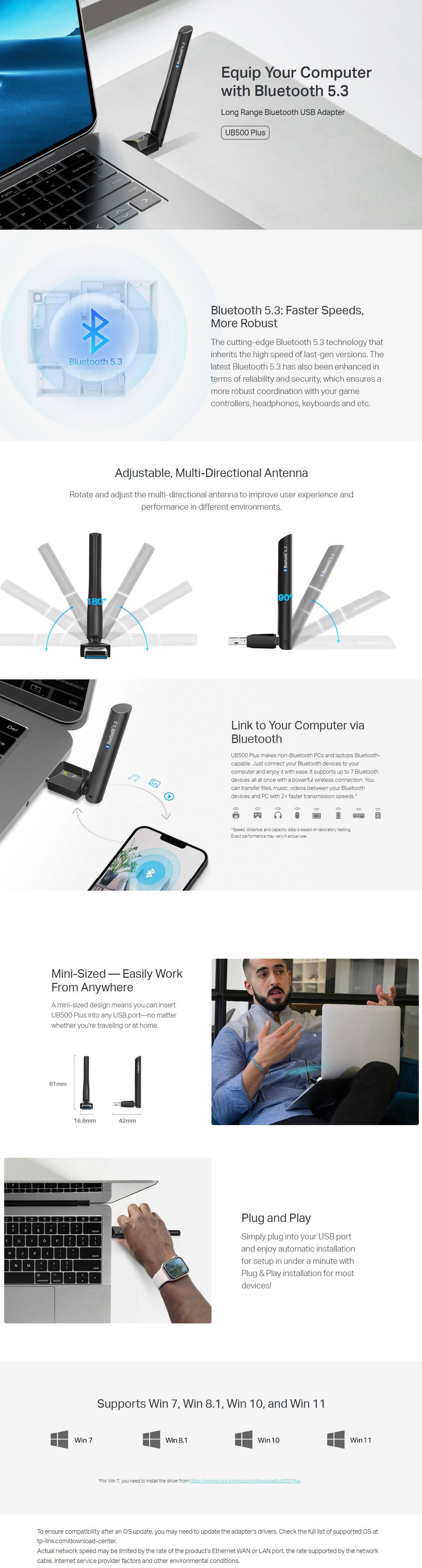TP-Link UB500 Plus Long Range Bluetooth USB Adapter [UB500 Plus]