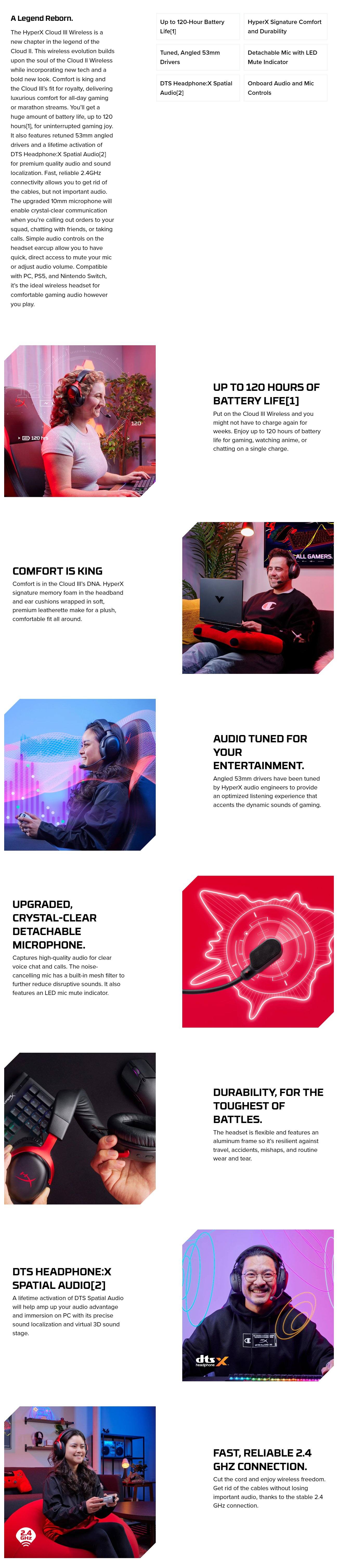 HyperX Cloud III Wireless Gaming Headset - Black [77Z45AA]