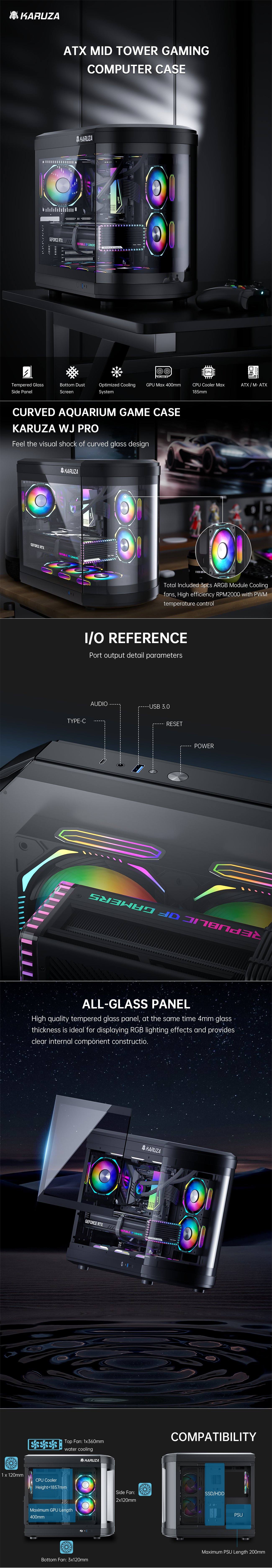 Karuza WJ Pro Mid-Tower ATX Gaming Case - White [STC-WJ-Pro-WHT]