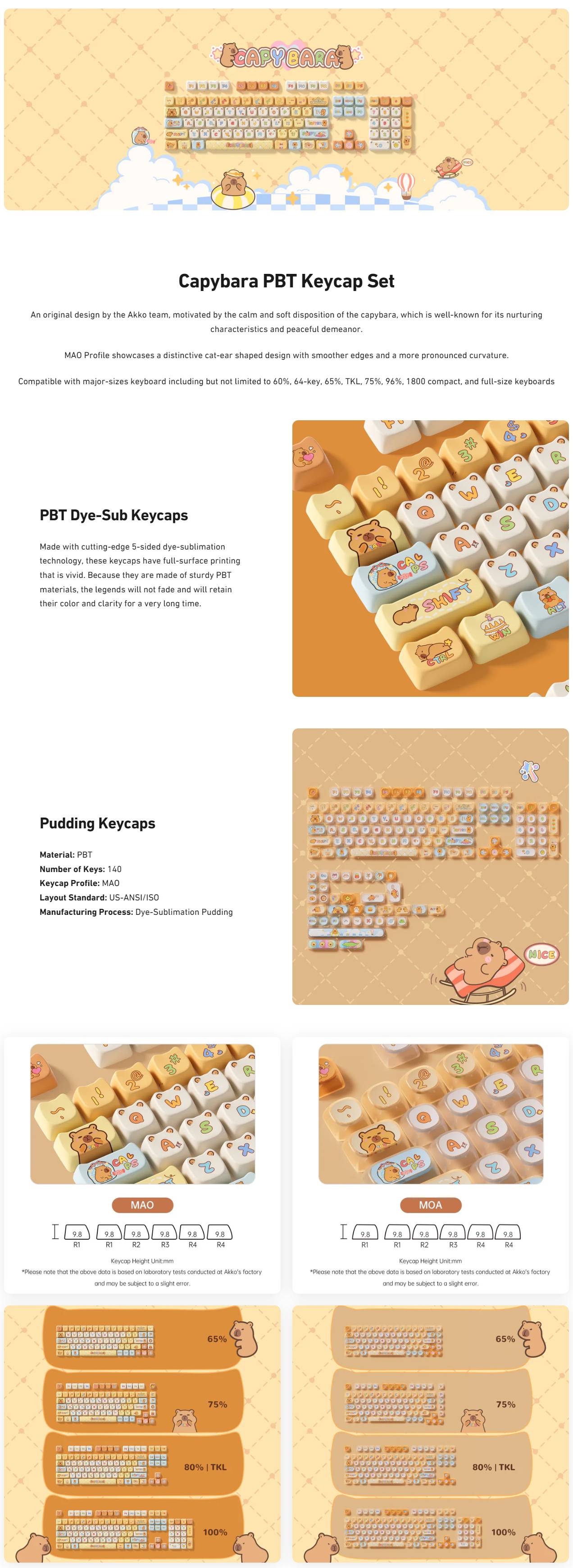 Akko Capybara Pudding Keycap Set (142-key) [6925758630658]
