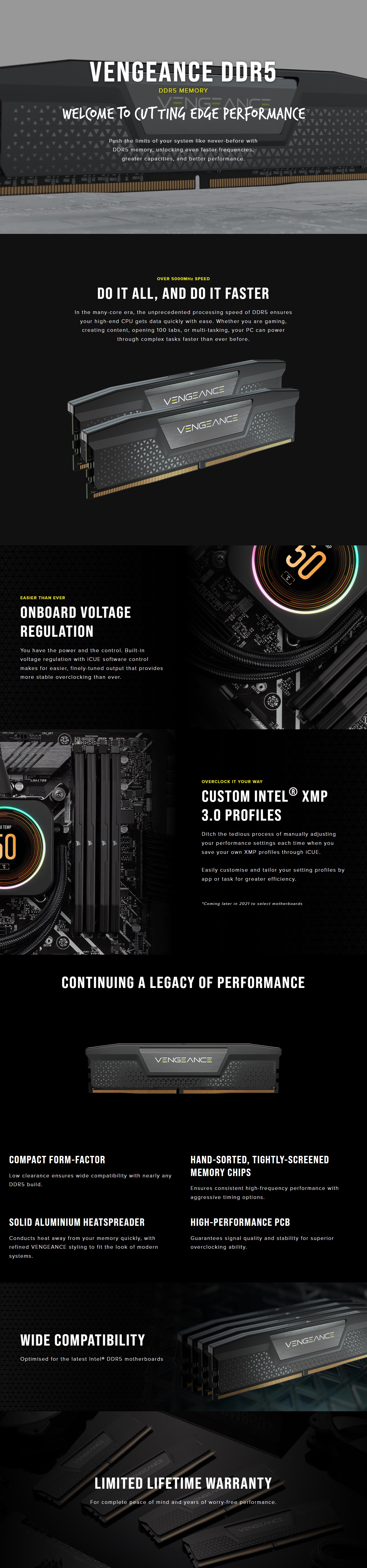Corsair Vengeance DDR5 32GB (2 x 16GB) 6000MT/s CL36 RAM - Grey ...