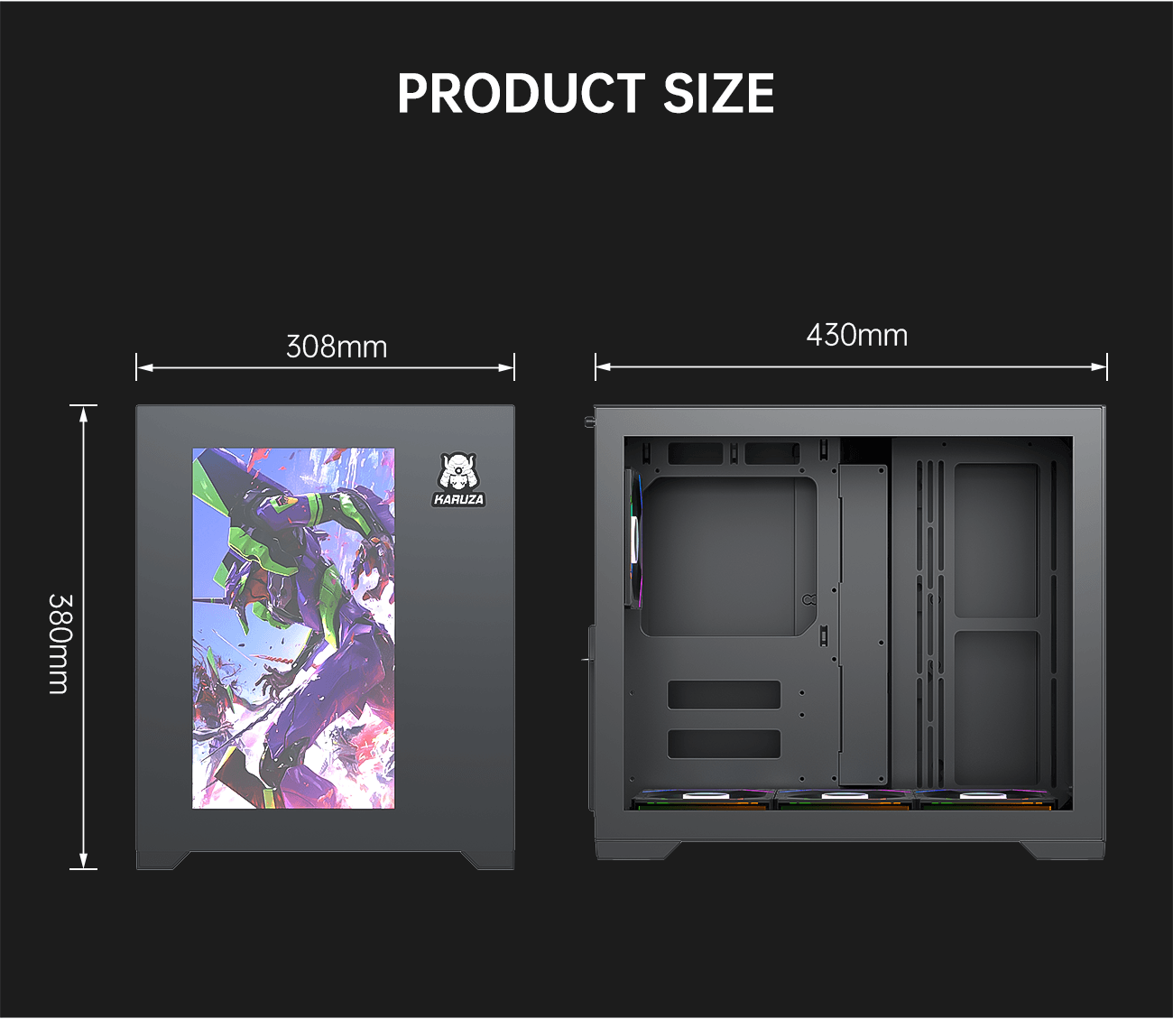 Karuza QXP ARGB Tempered Glass ATX Mid-Tower Gaming Case with LCD ...