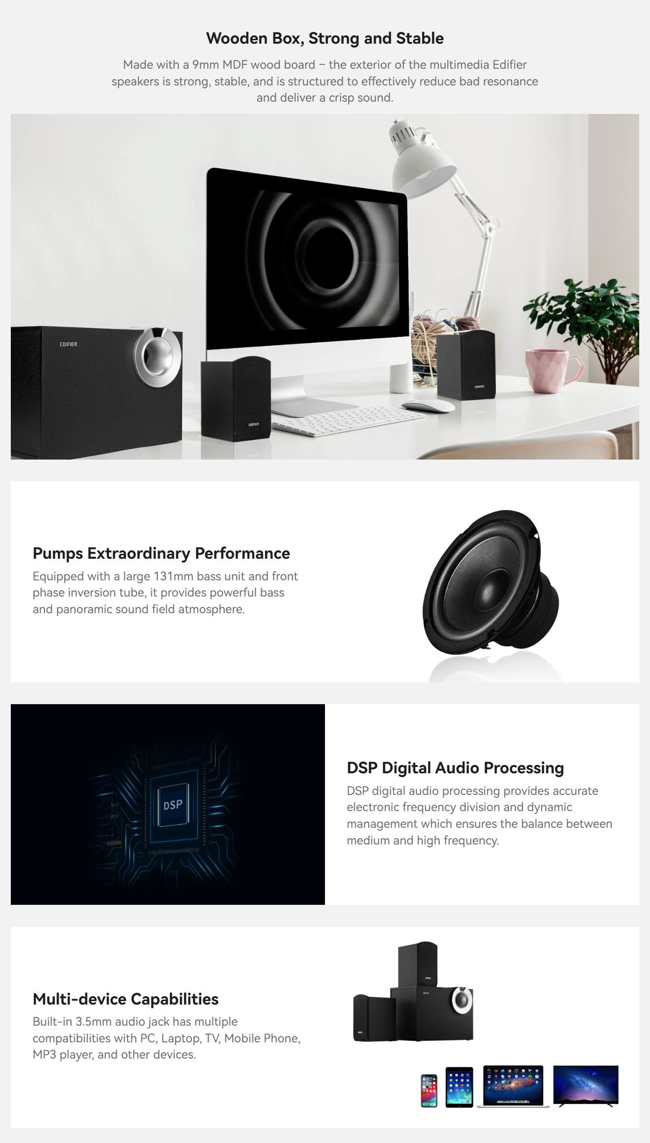 Edifier M206BT Bluetooth Multimedia Speaker - Black [M206BT]