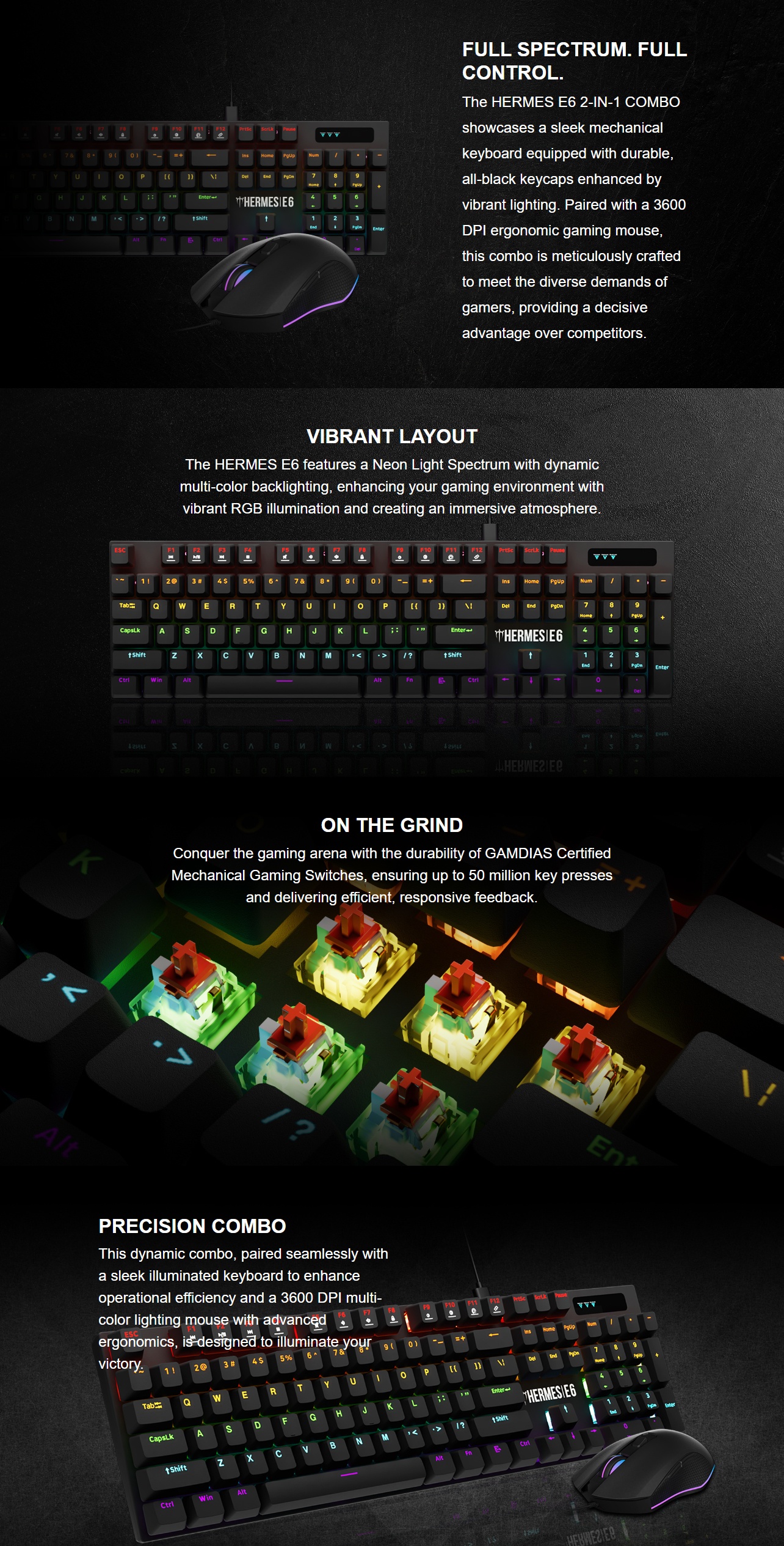Gamdias Hermes E6 Red Switch Mechanical Keyboard and Mouse 2-in-1 Combo ...