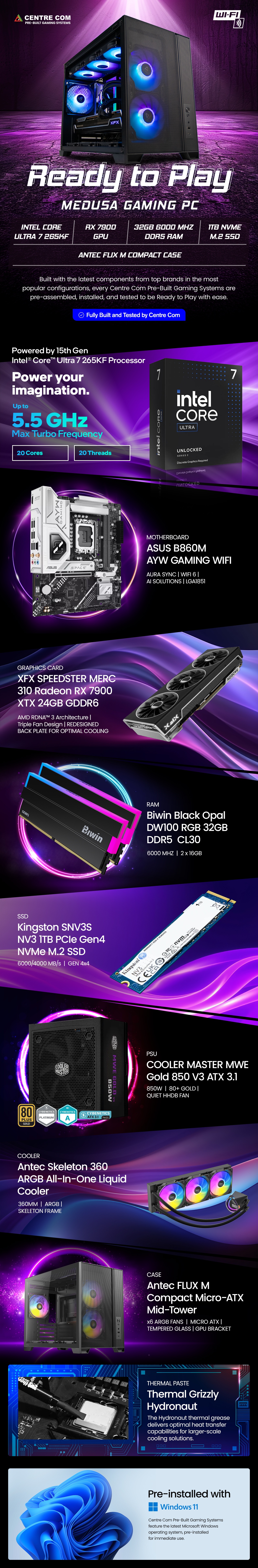 Centre Com Medusa Gen15 Core U7 RX 7900 XTX Gaming PC with Windows 11 ...