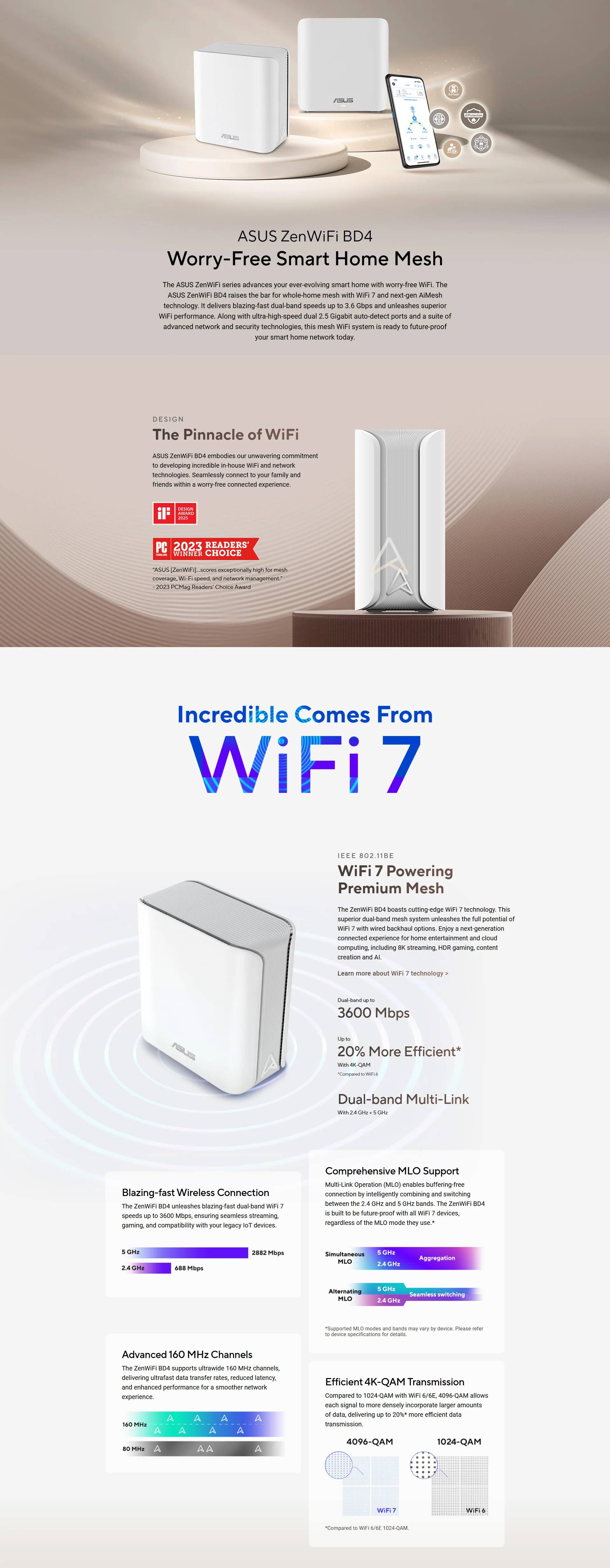 ASUS ZenWiFi BD4 Dual-Band Wi-Fi 7 Extendable Router (2-Pack) [ZENWIFI ...