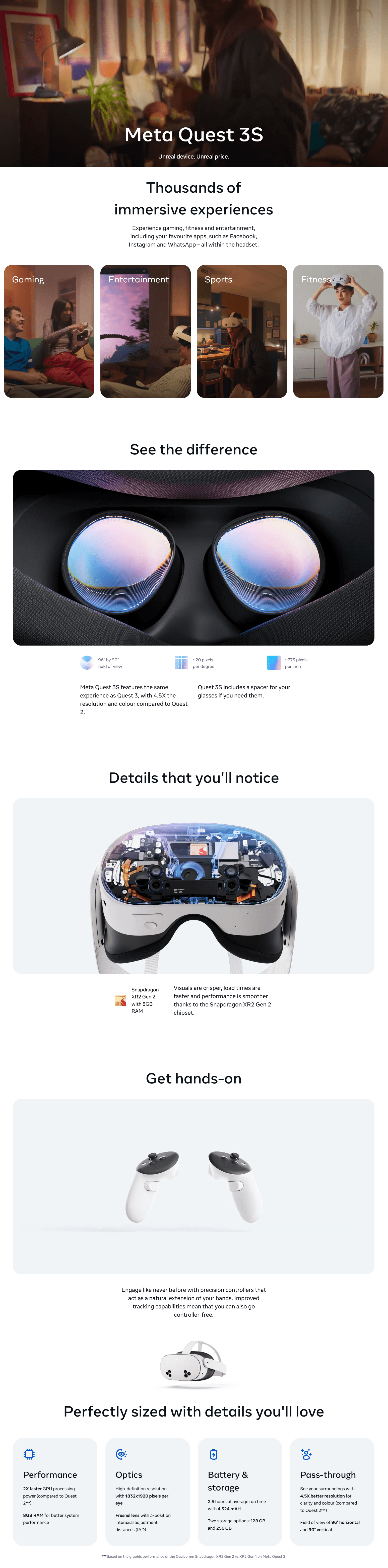 Meta Quest 3S 8GB/256GB Snapdragon XR2 WIFI 6E VR Headset with Touch ...